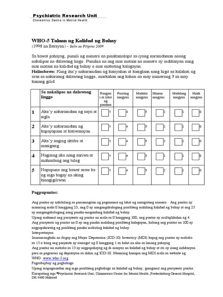 WHO5 Filipino | PDF