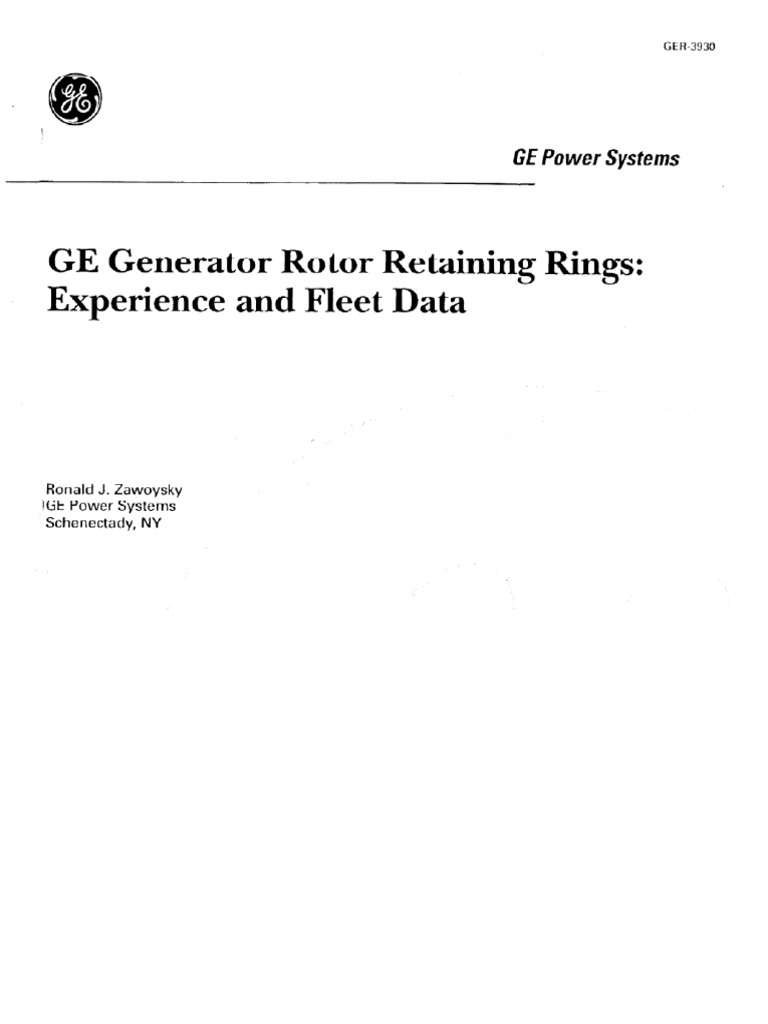 Ger 3930 Ge Generator Rotor Retaining Rings Experience Data | PDF