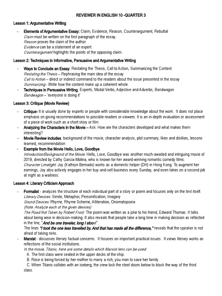 Reviewer in English 10 | PDF | Essays | Poetry Reviewer in English 10 | PDF | Essays | Poetry