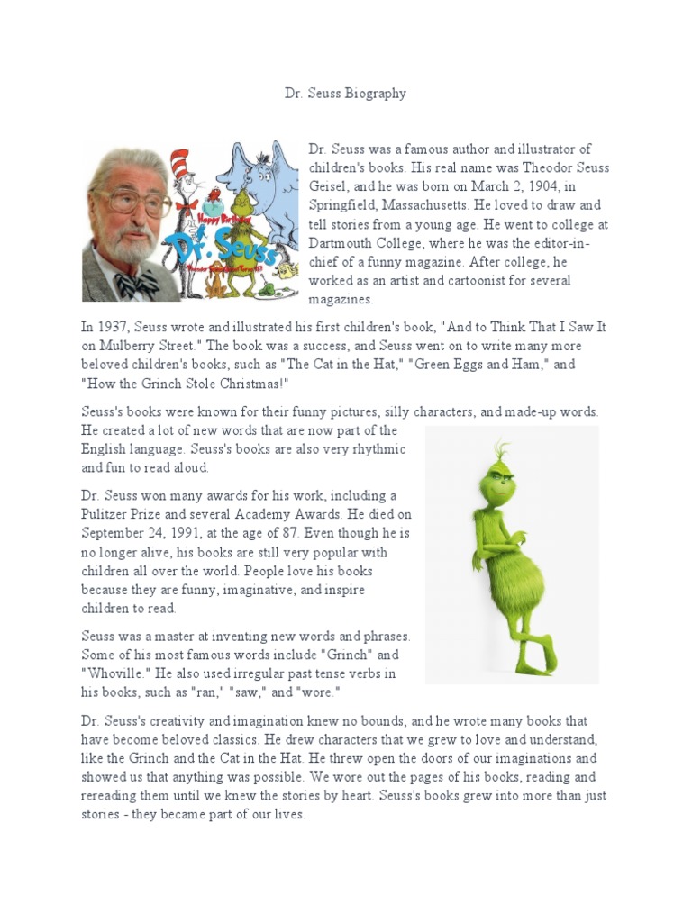 Dr. Seuss Biography | PDF