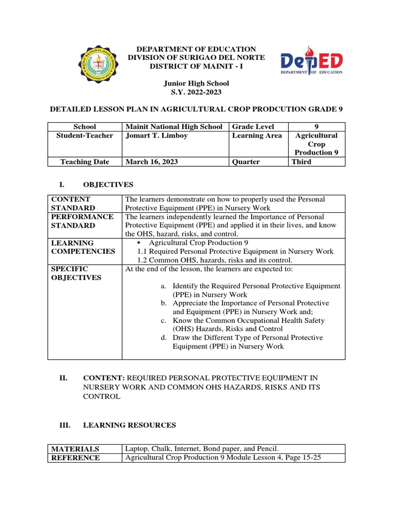 DLP in Agri Crop Production Module 3 | PDF | Personal Protective Equipment | Hazards