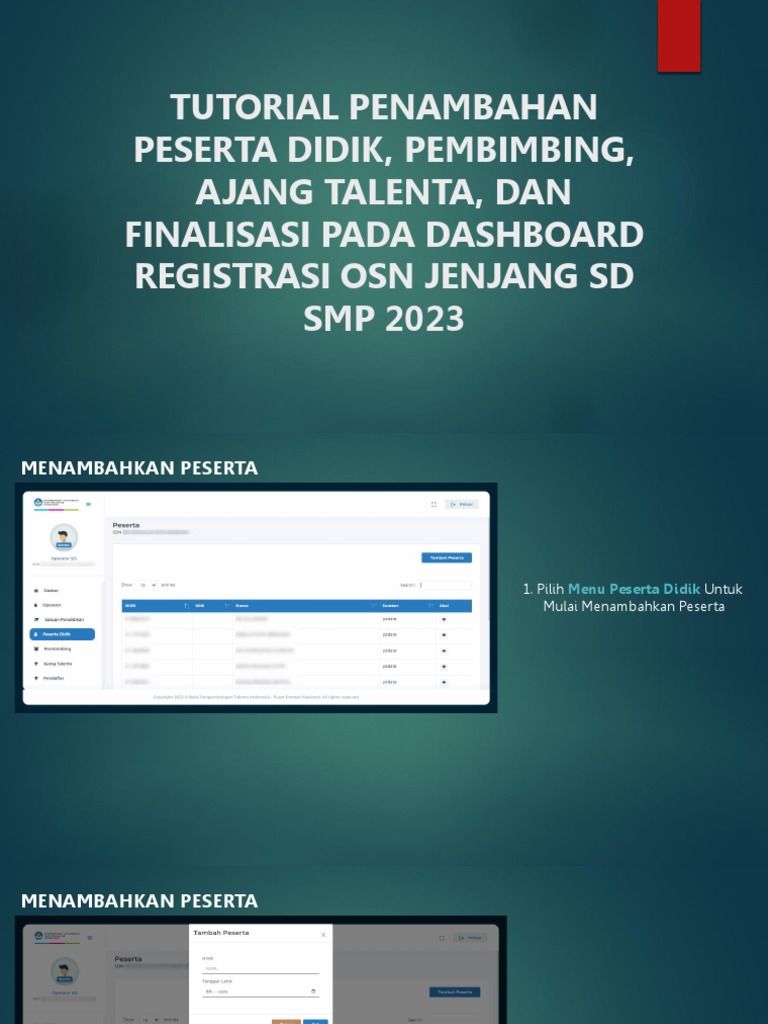 Tutorial Penambahan Peserta Didik, Pembimbing, Ajang Talenta, Dan Finalisasi Pada Dashboard ...