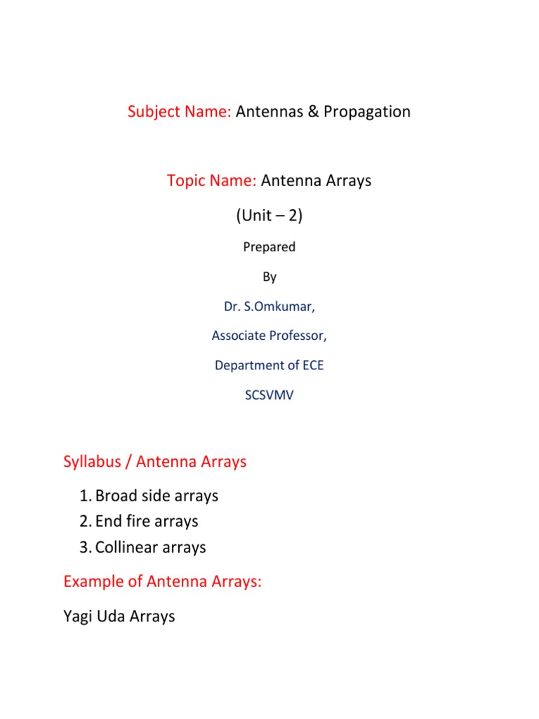 Course Material - AP - Antenna Array | PDF | Antenna (Radio) | Waves