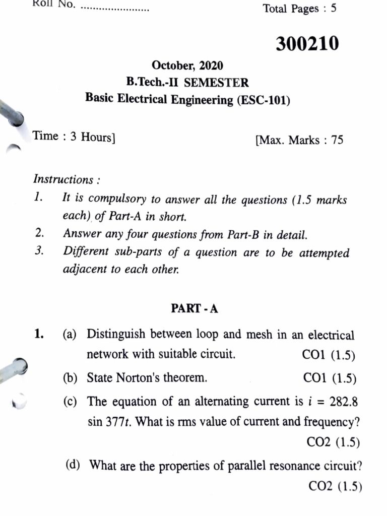 Engineering: B.Tech.-Ii Semester Electrical | PDF | Transformer | Electrical Network