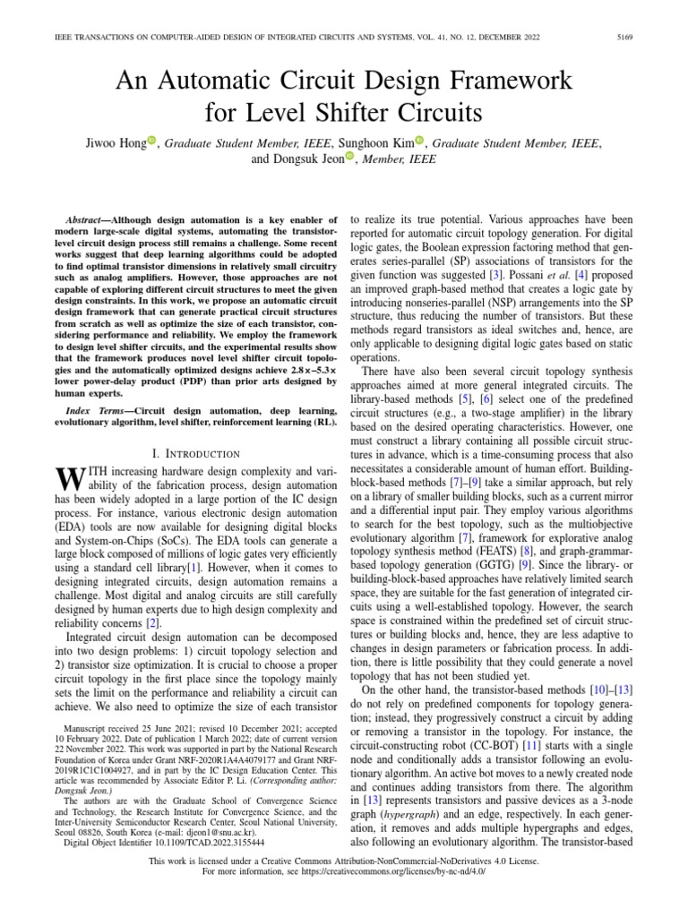Automatic Design of Level Shifter Circuits | PDF | Field Effect ...
