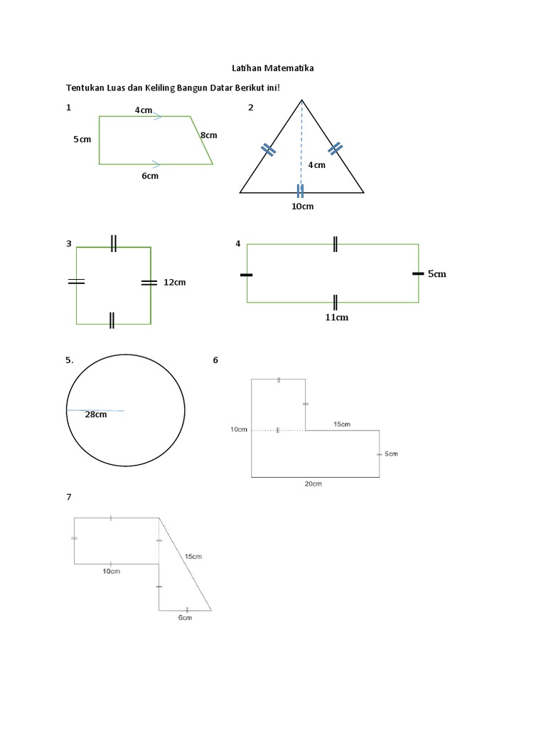 Latihan Luas Dan Keliling Bangun Datar | PDF