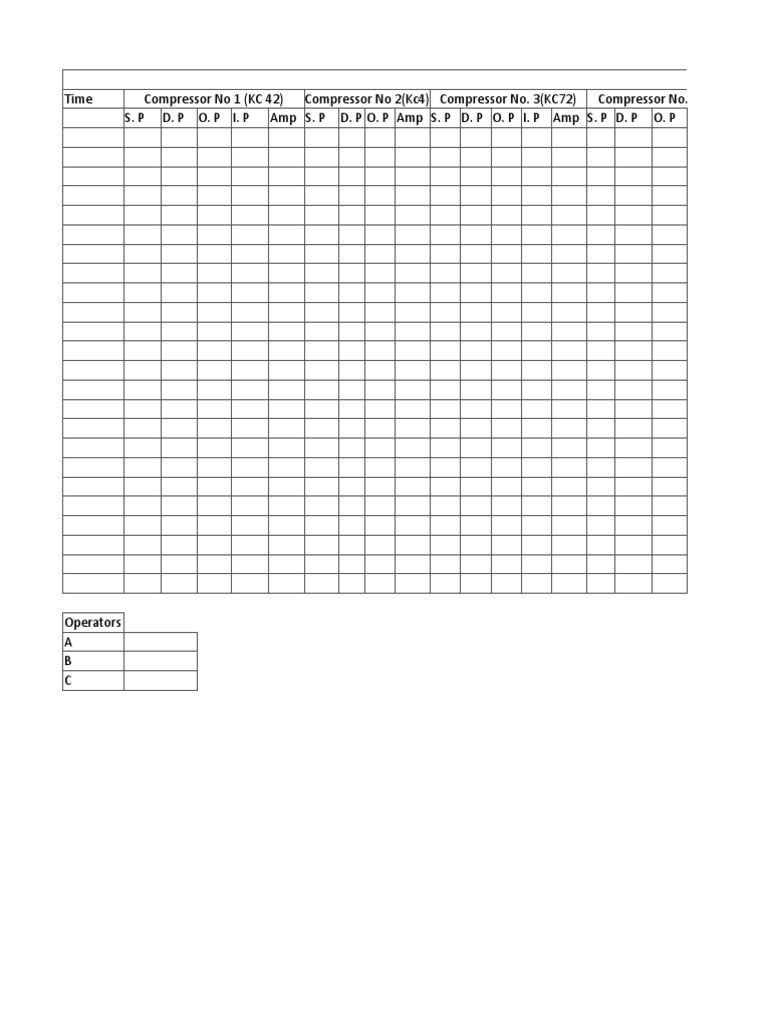 Compressor Log Book for Refrigeration | PDF