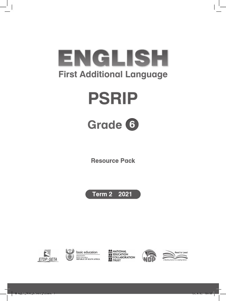 Gr 6 Term 2 2021 Psrip Efal Resource Pack Pdf