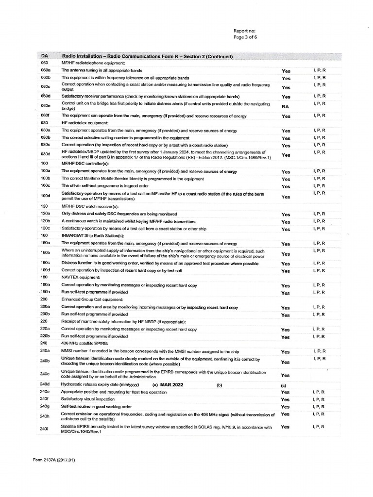 CHECK LITS GMDSS SAFETY RADIO FORM LR EADI SuUDR | PDF
