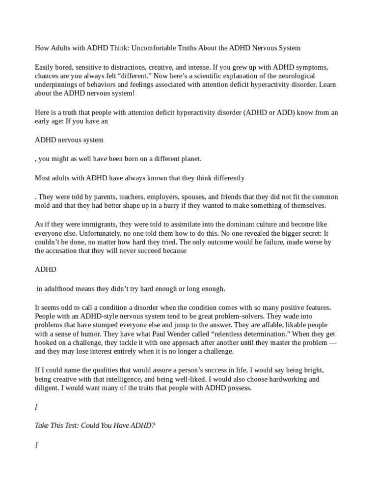 Thinking Process of Adults With ADHD | PDF | Attention Deficit ...