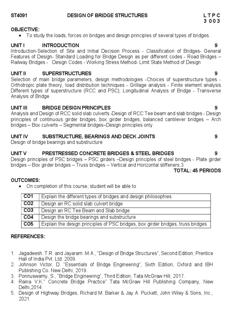 Syllabus | Download Free PDF | Bridge | Civil Engineering