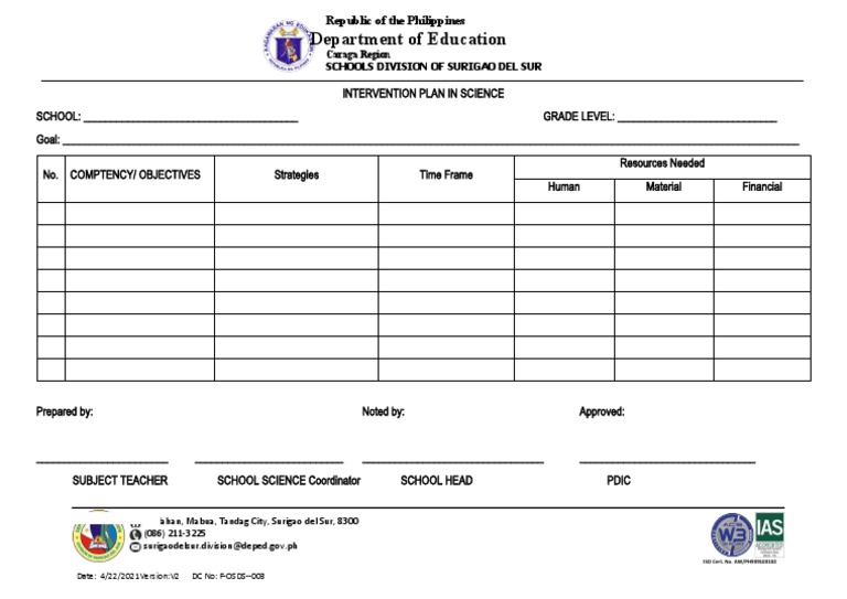 Science Intervention Plan | PDF