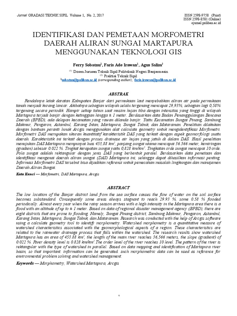 Morfometri DAS Martapura dengan GIS | PDF