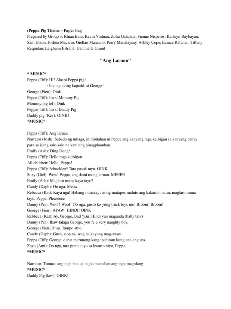 Ang Laruan Puppet Show Script | PDF