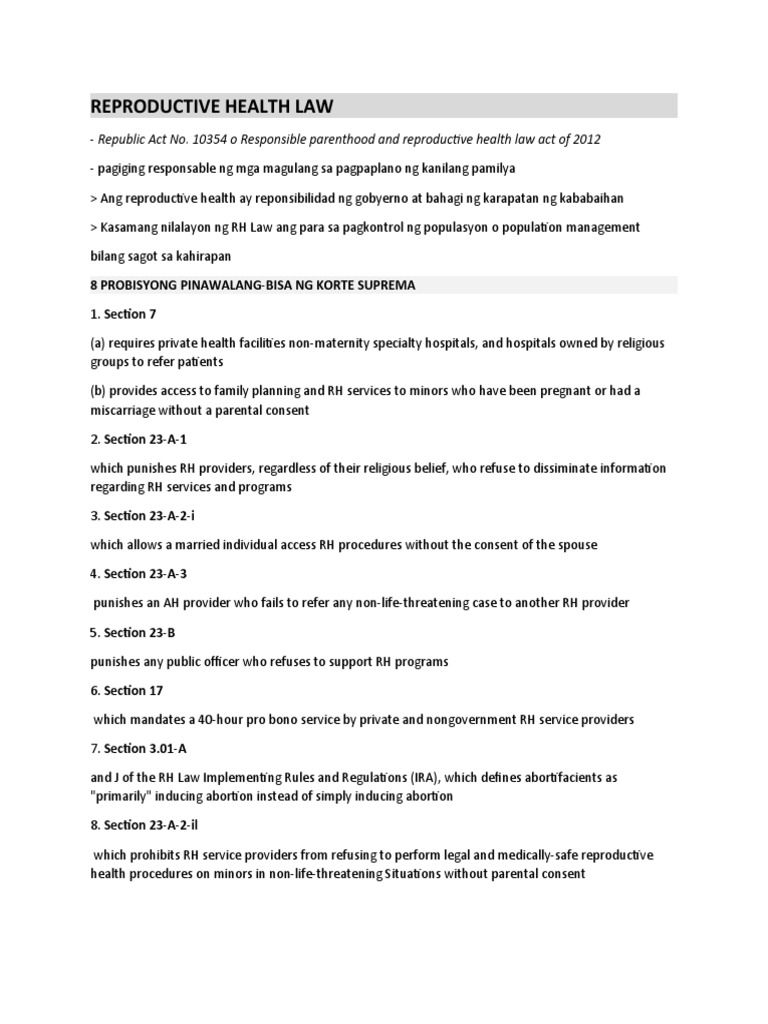 Reproductive Health Law | PDF | Human Reproduction | Human Sexuality