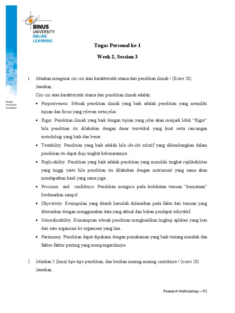 Tugas Personal Ke-1 Week 2, Session 3: Research Methodology - R2 | PDF | Seni | Komputer