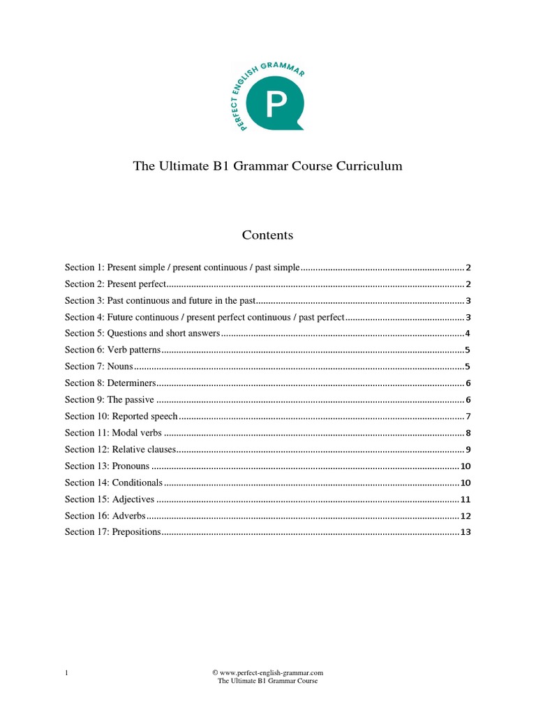 The Ultimate b1 Grammar Course Curriculum | PDF | Adverb | Clause
