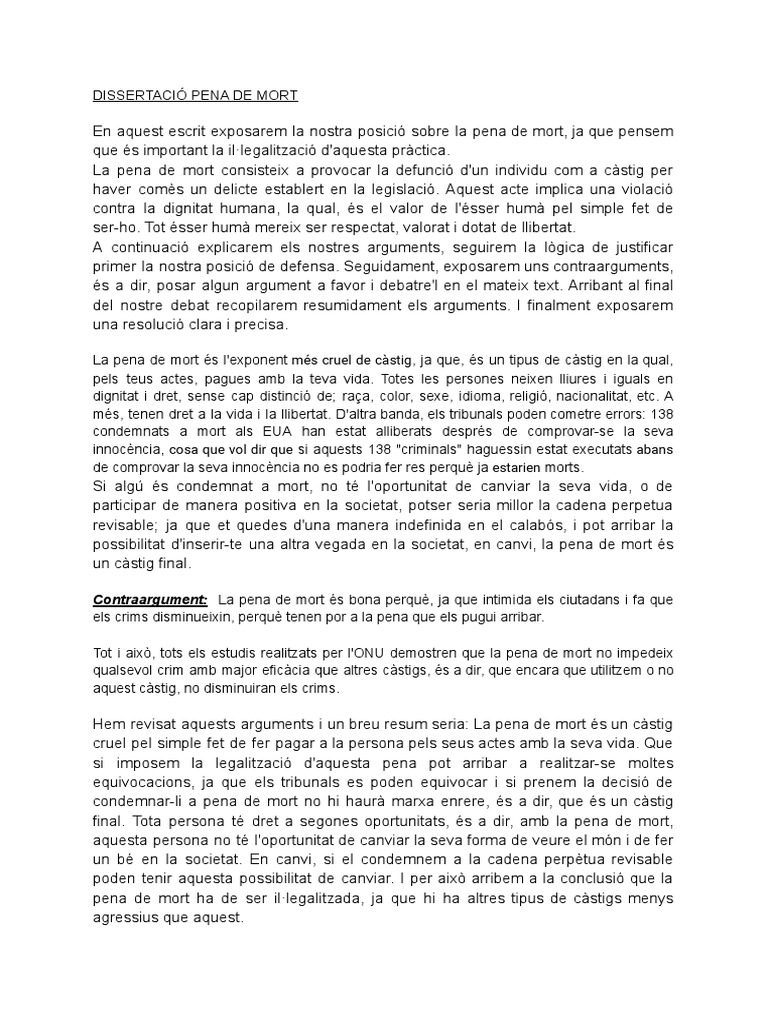 Dissertació Pena de Mort (1) A FAVOR | PDF