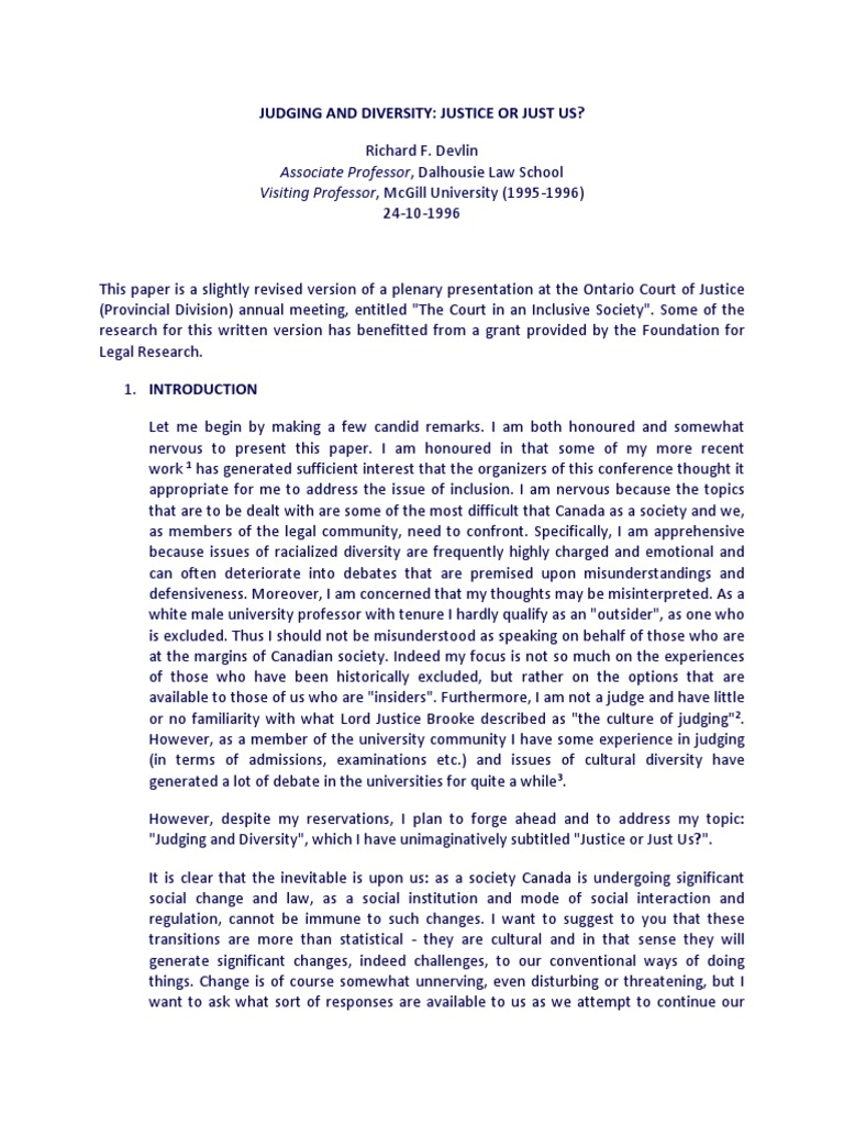Judging and Diversity: Justice or Us? | PDF | Justice | Crime & Violence