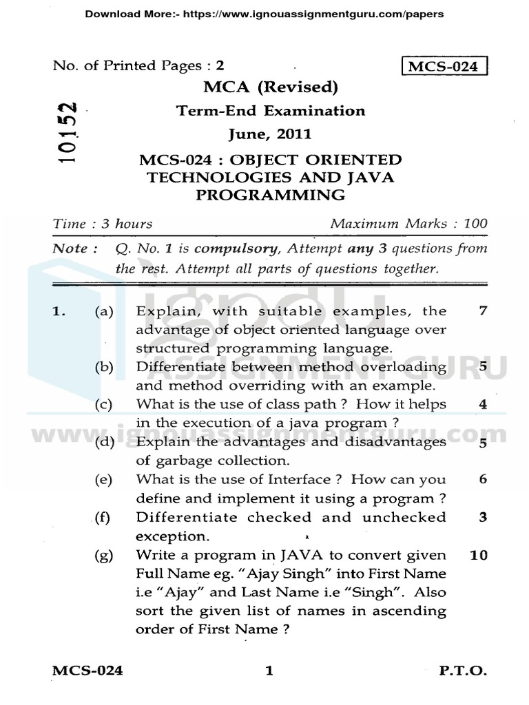 Java Programming Exam Papers Analysis | PDF | Method (Computer Programming) | Class (Computer ...