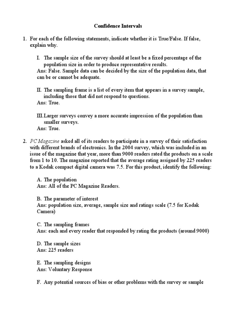 Set+3 Confidence Intervals | PDF | Confidence Interval | Standard Deviation