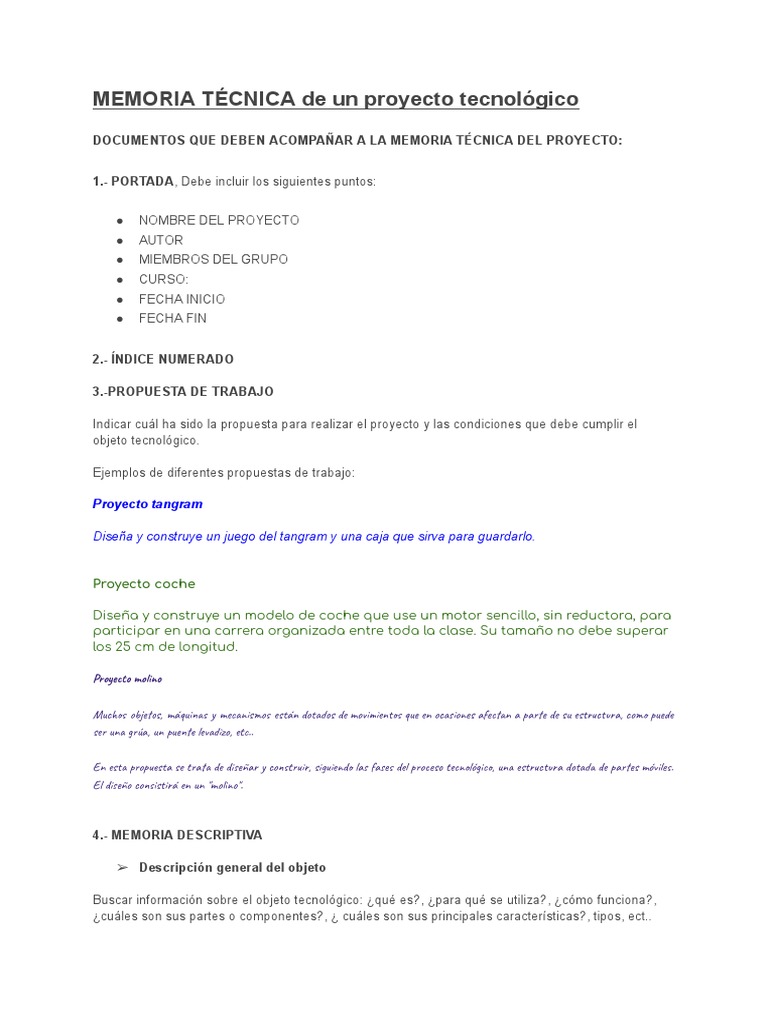 Memoria Técnica de Proyecto Tecnológico | PDF | Dibujo | Dibujo técnico