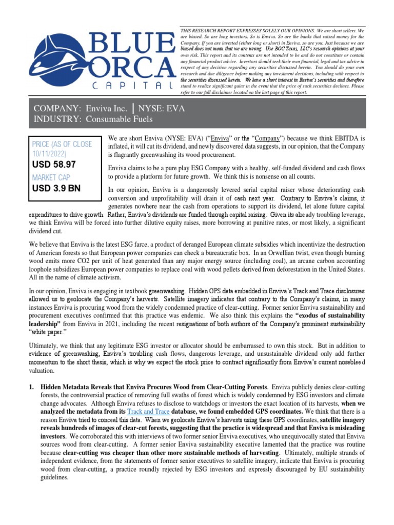 Enviva: Exposing Greenwashing Claims | PDF | Biomass | Deforestation