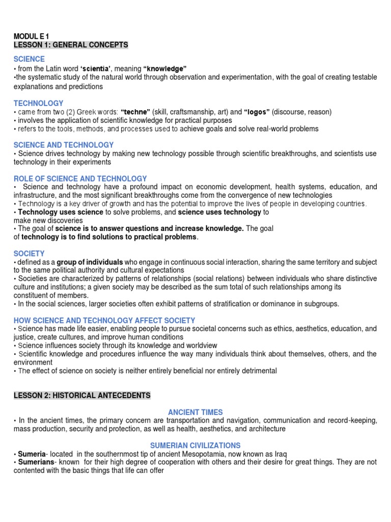 Science: Modul E 1 Lesson 1: General Concepts | PDF | Science | Sumer