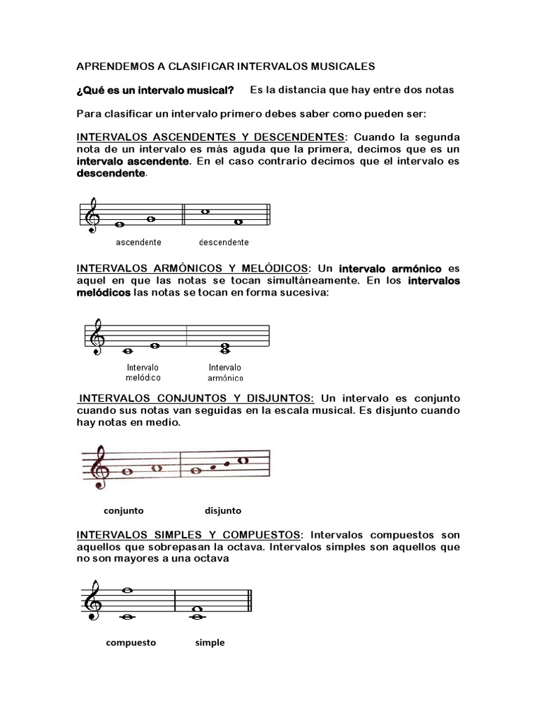 Clasificación de Intervalos Musicales | PDF | Artes del Lenguaje y ...