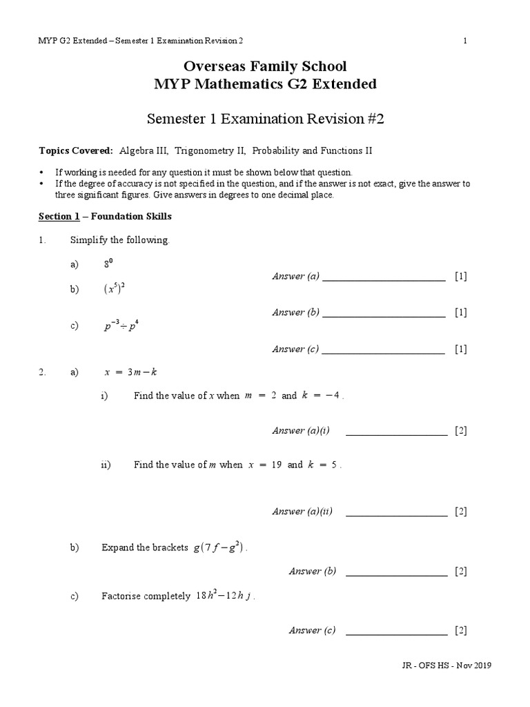 2 G2 Ext - Semester 1 - Exam Revision 2 | PDF | Triangle | Elementary ...