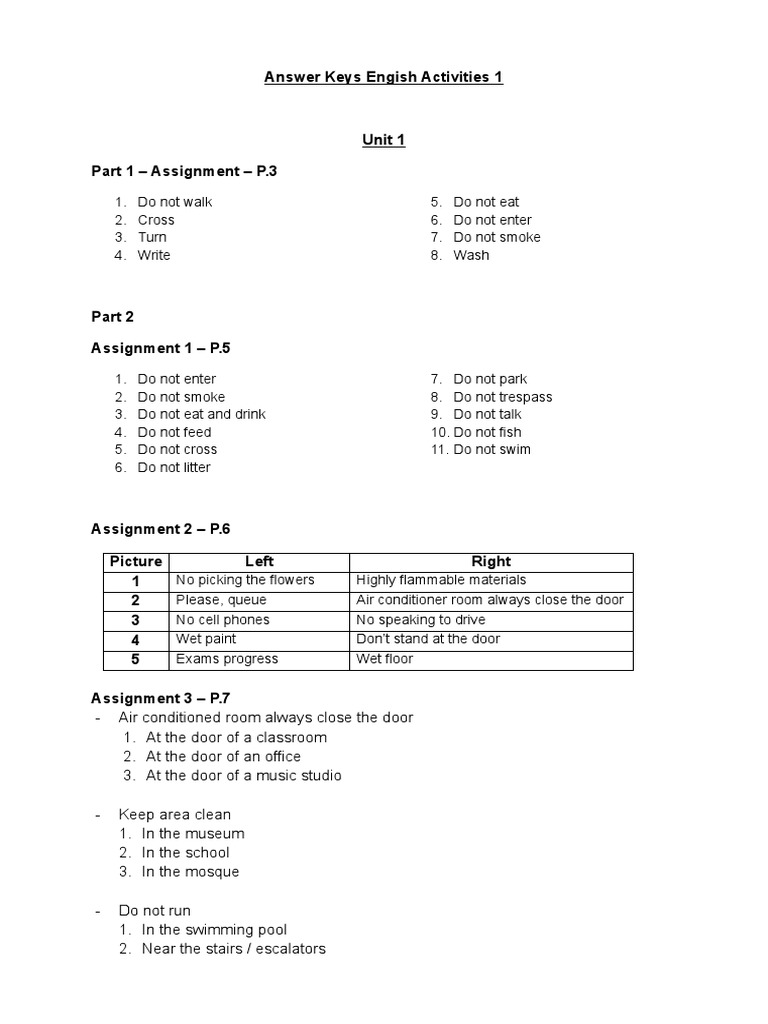 Answer Key 1 | PDF