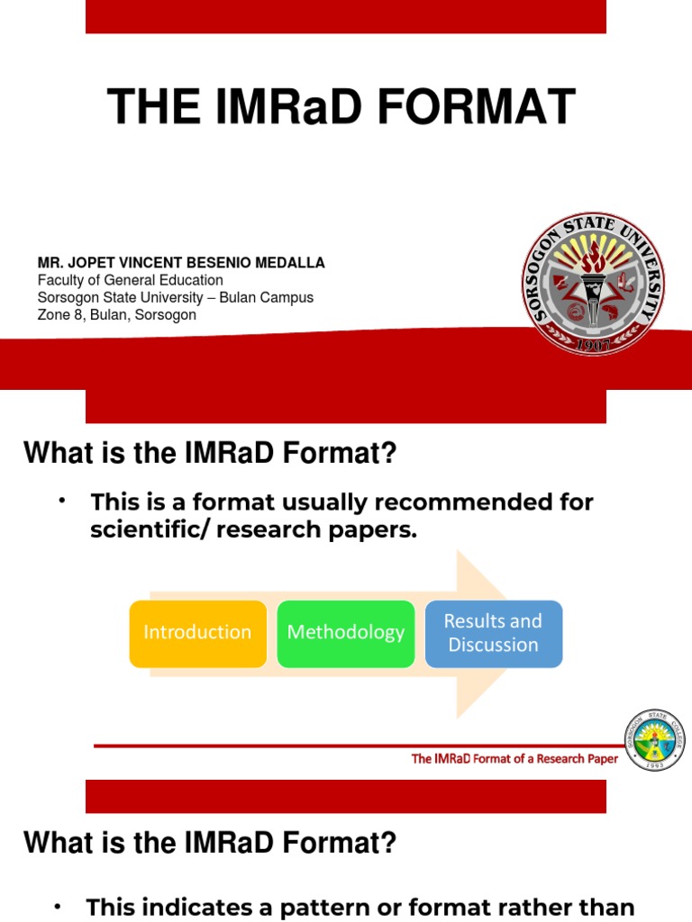The Imrad Format: Mr. Jopet Vincent Besenio Medalla | PDF | Abstract ...