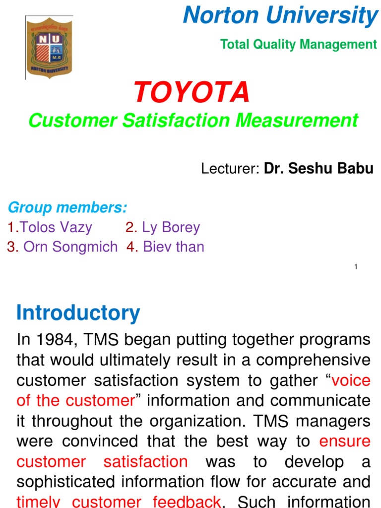 TQM Toyota CSM | Customer Satisfaction | Sales