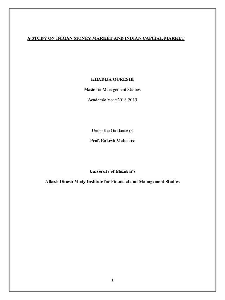 Project Work of Money and Capital Market | PDF | Financial Markets ...