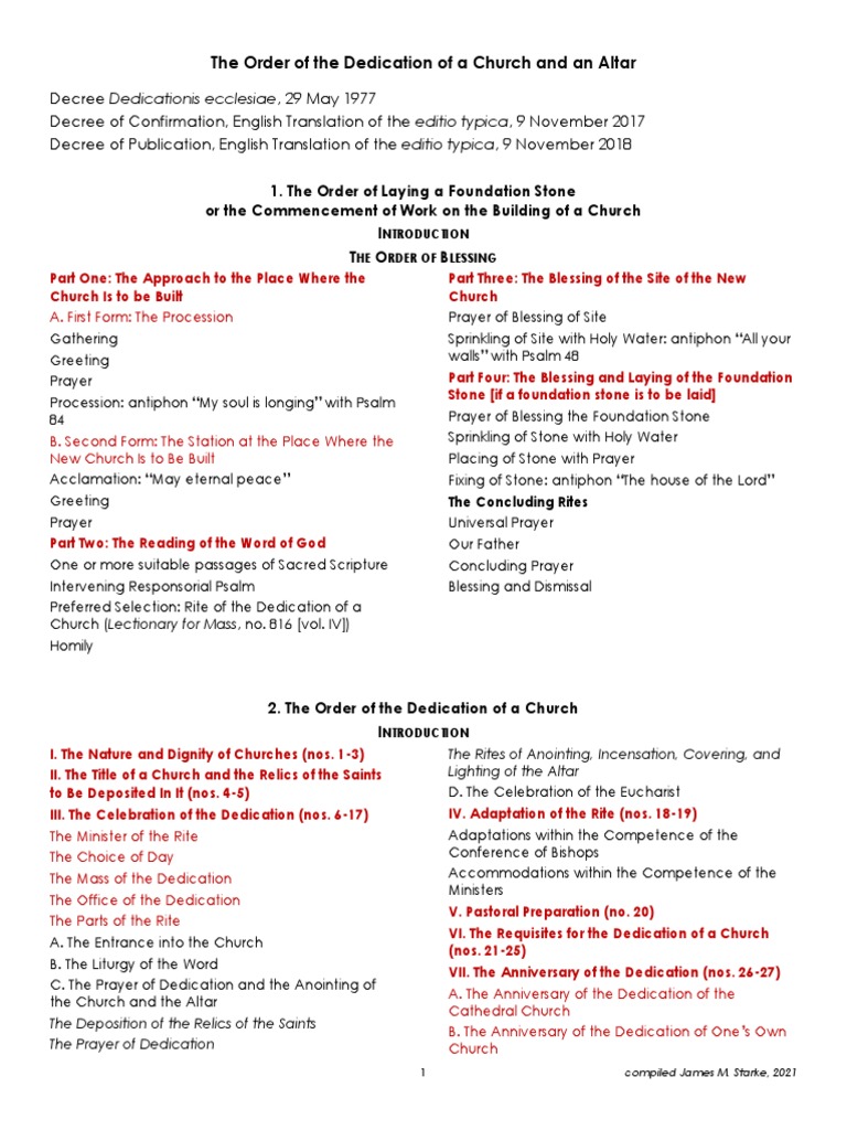 The Order of The Dedication of A Church and An Altar | PDF | Altar | Mass (Liturgy)