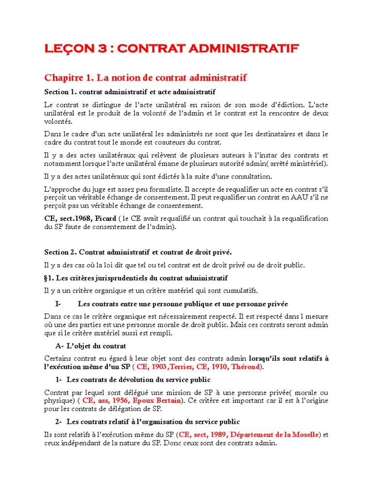 Leçon 3 Et 4 Contrat Administratif | PDF | Compétence | Loi