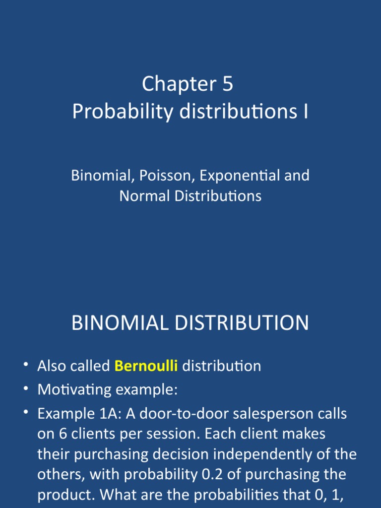 Chap 5 Prob Distributions I | PDF | Normal Distribution | Poisson Distribution