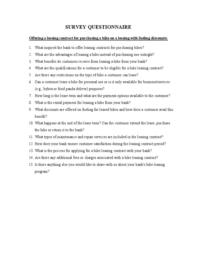 Survey Questionnaire | PDF