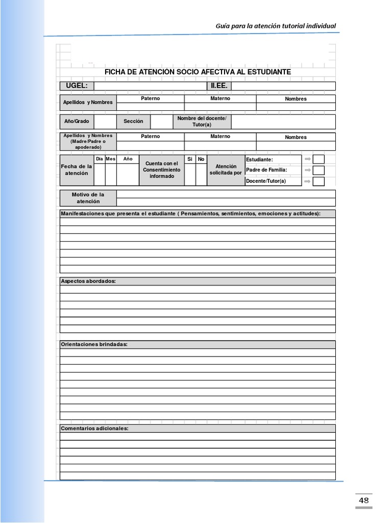 Ficha de Atención Socio Afectiva Al Estudiante | PDF