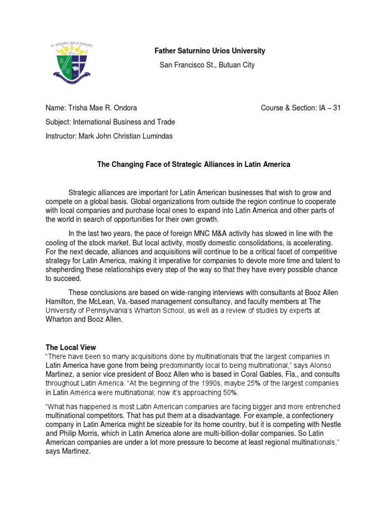 Father Saturnino Urios University | PDF | Mergers And Acquisitions ...