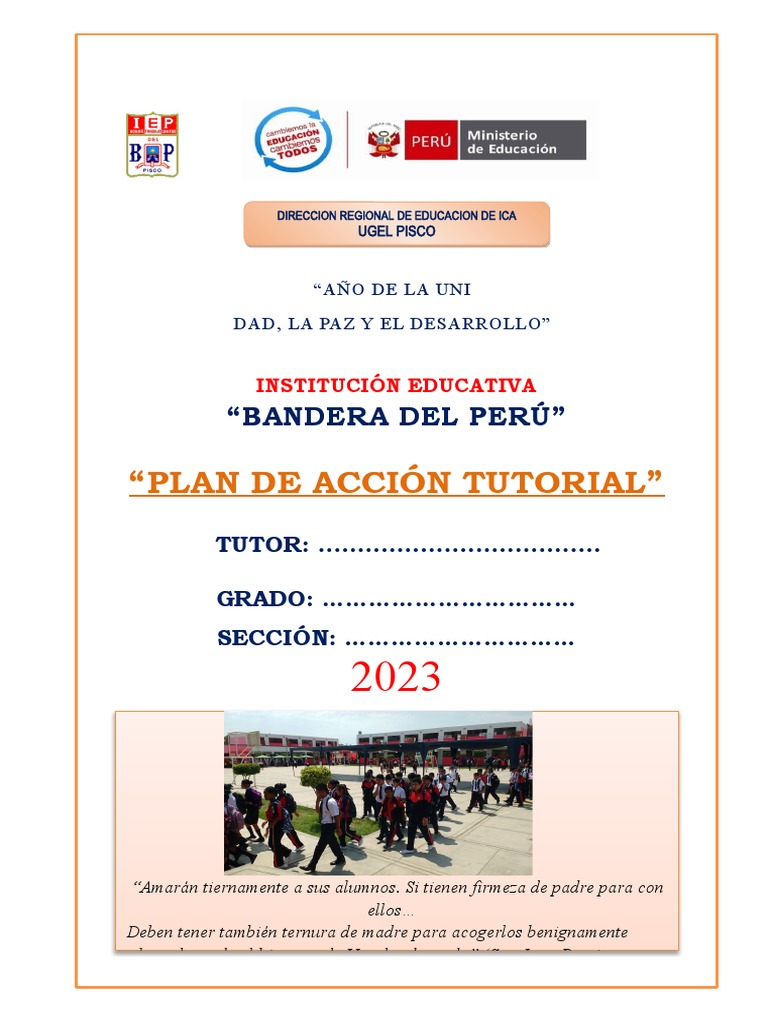 Plan de Acción Tutorial-Vi-2023 | PDF | Las emociones | Adultos