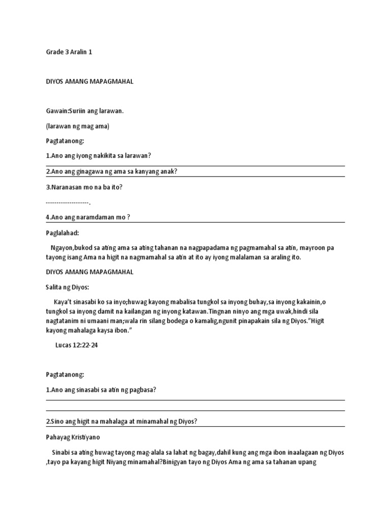 Aralin 1 Grade 3 Katikista | PDF