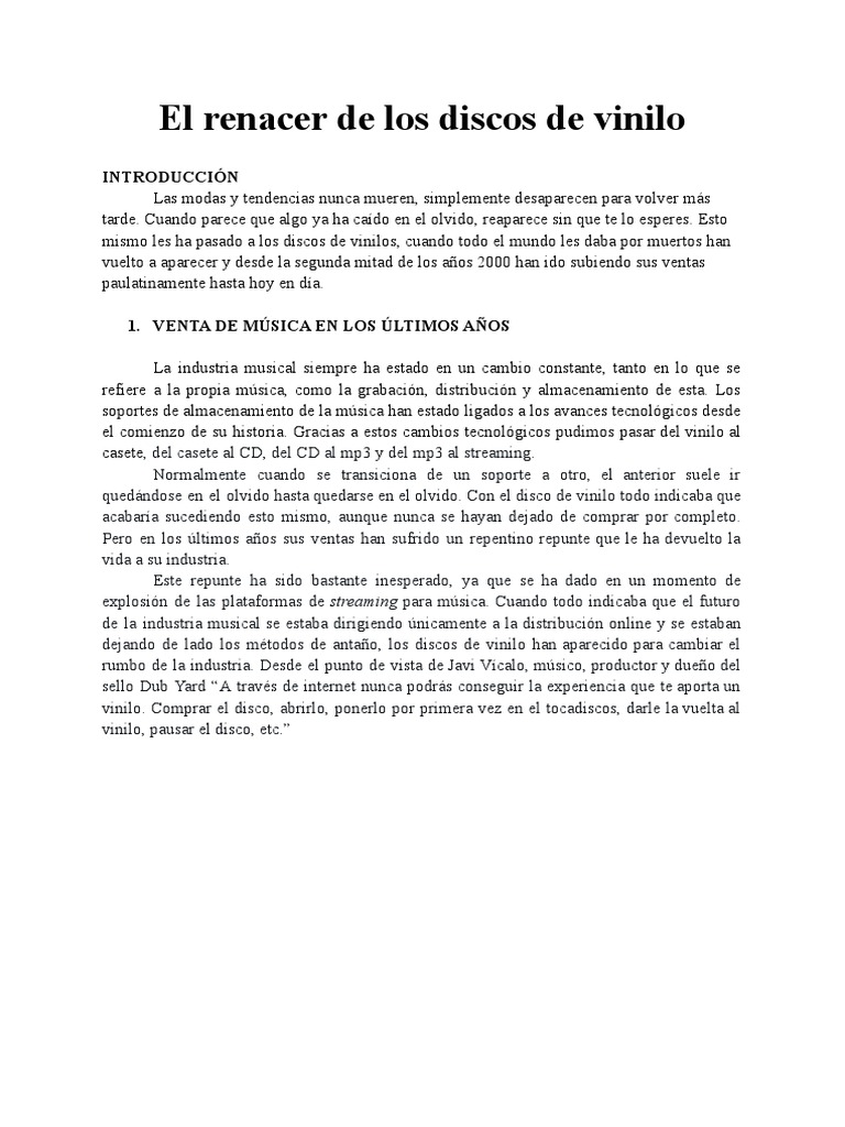 El Renacer de Los Discos de Vinilo-1 | PDF | Disco compacto | Industria de la música
