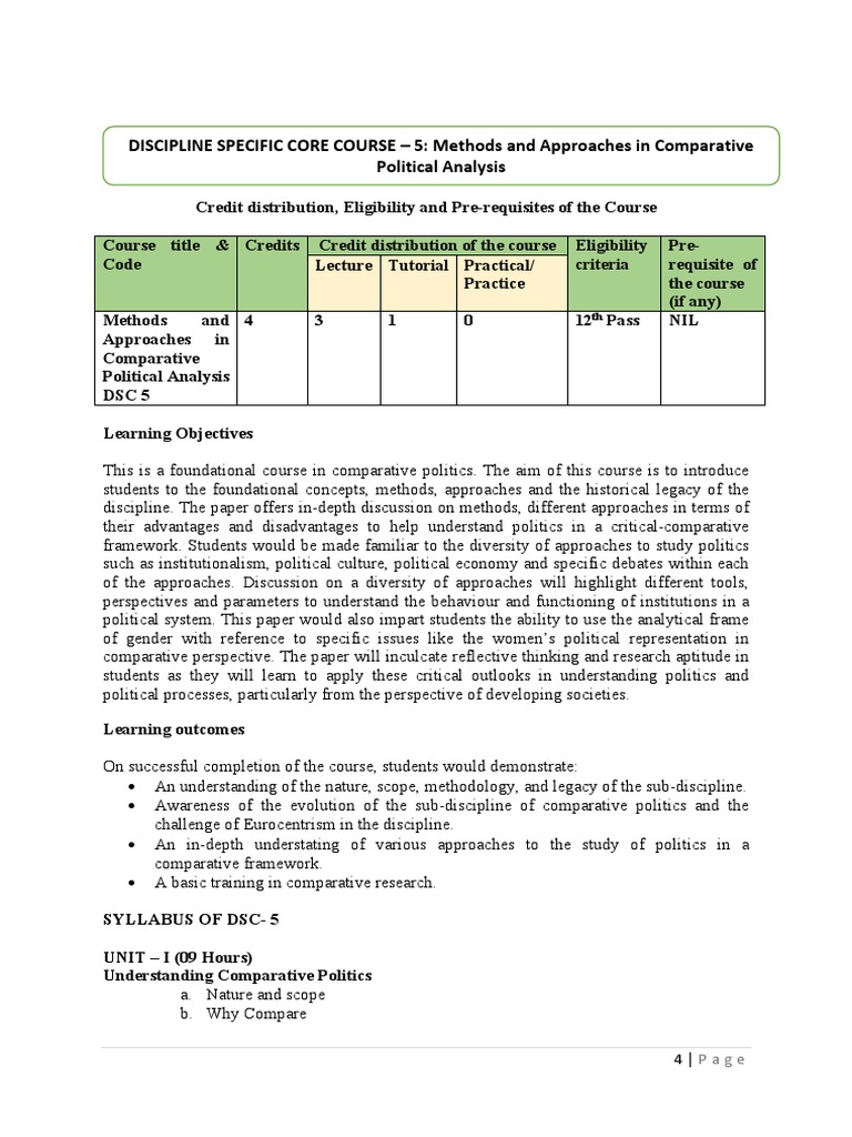 Methods and Approaches in Comparative - The Syllabus!! | PDF ...
