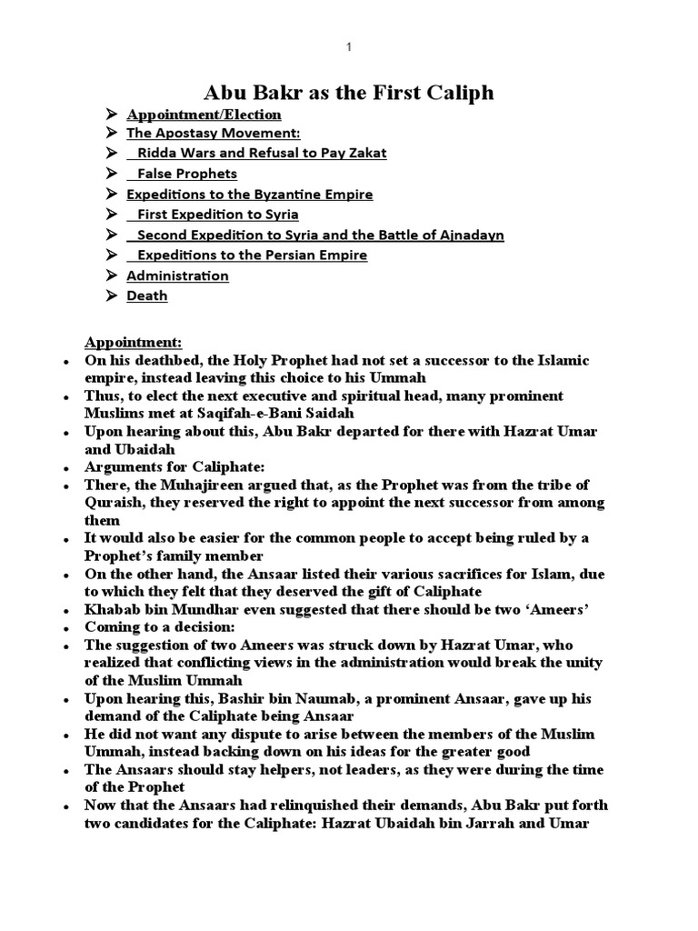 Abu Bakr As The First | PDF | Muhammad | Umar