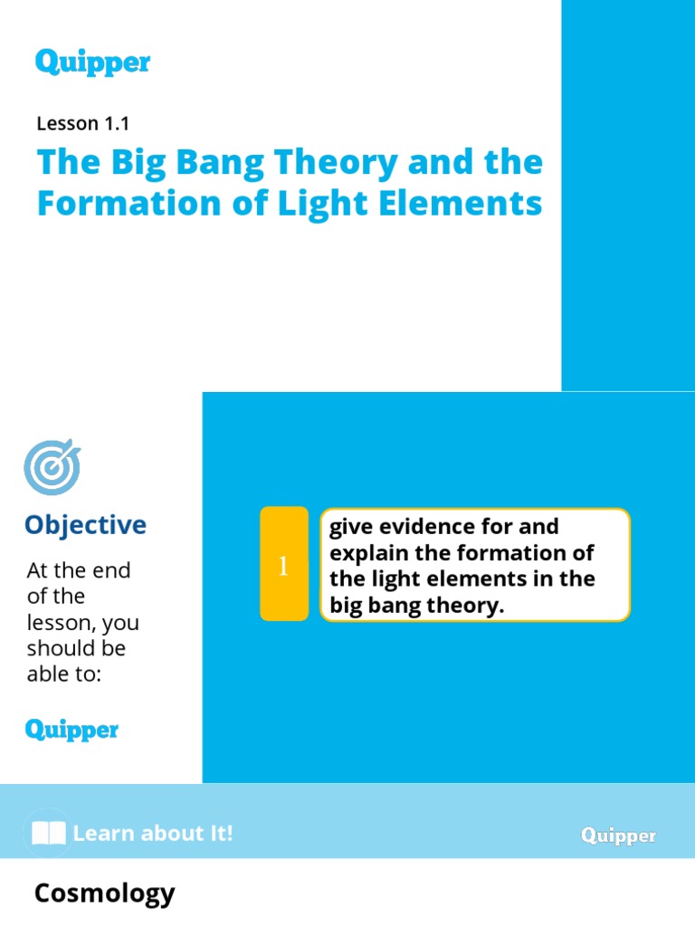 The Big Bang Theory and The Formation of Light Elements: Lesson 1.1 | PDF | Big Bang | Universe
