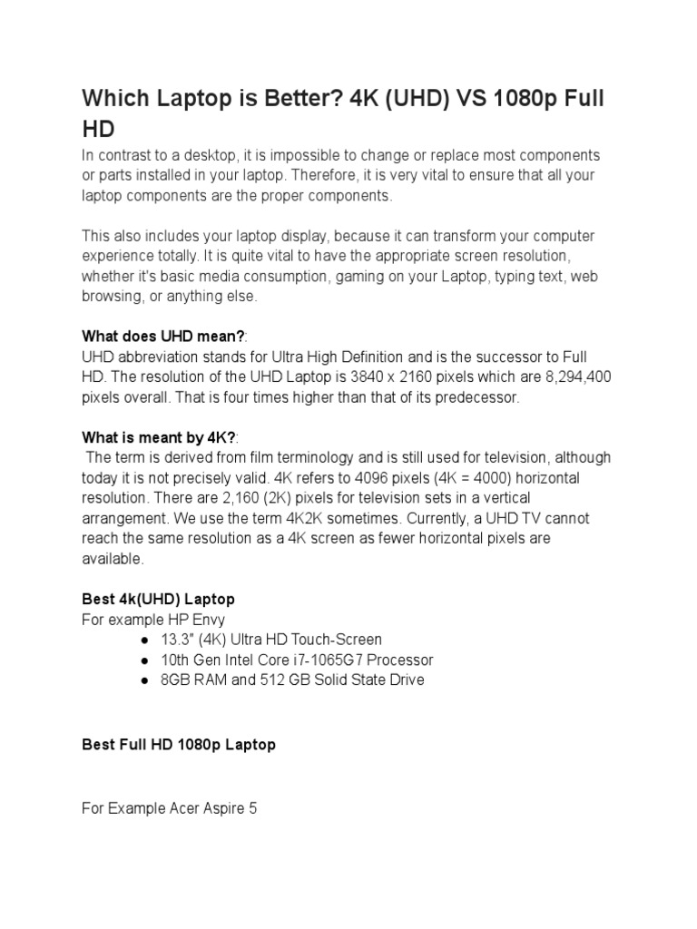 Which Laptop Is Better | PDF | Laptop | Computer Monitor