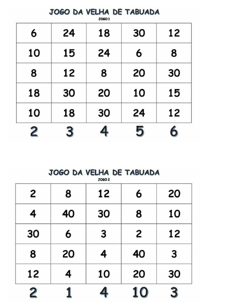 Jogo Da Velha Tabuada | PDF