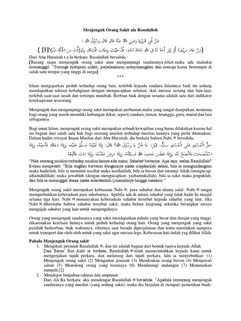 Keutamaan Menjenguk Orang Sakit | PDF