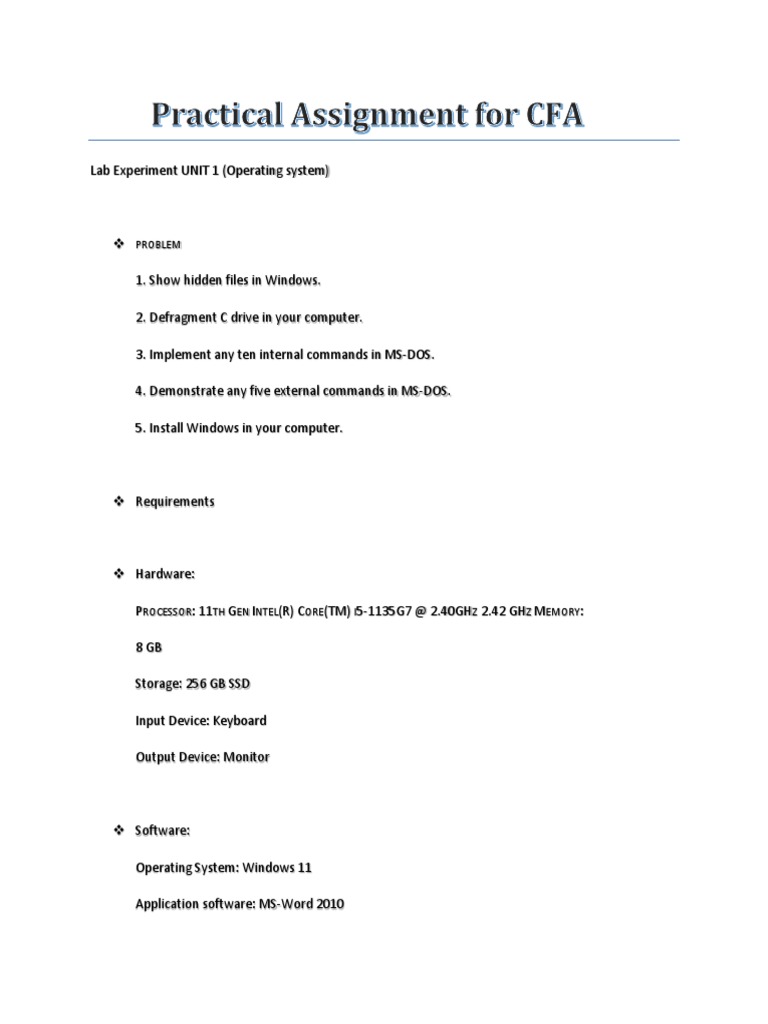 Practical Assignment For Computer Fundamental | PDF | Operating System | Computer File